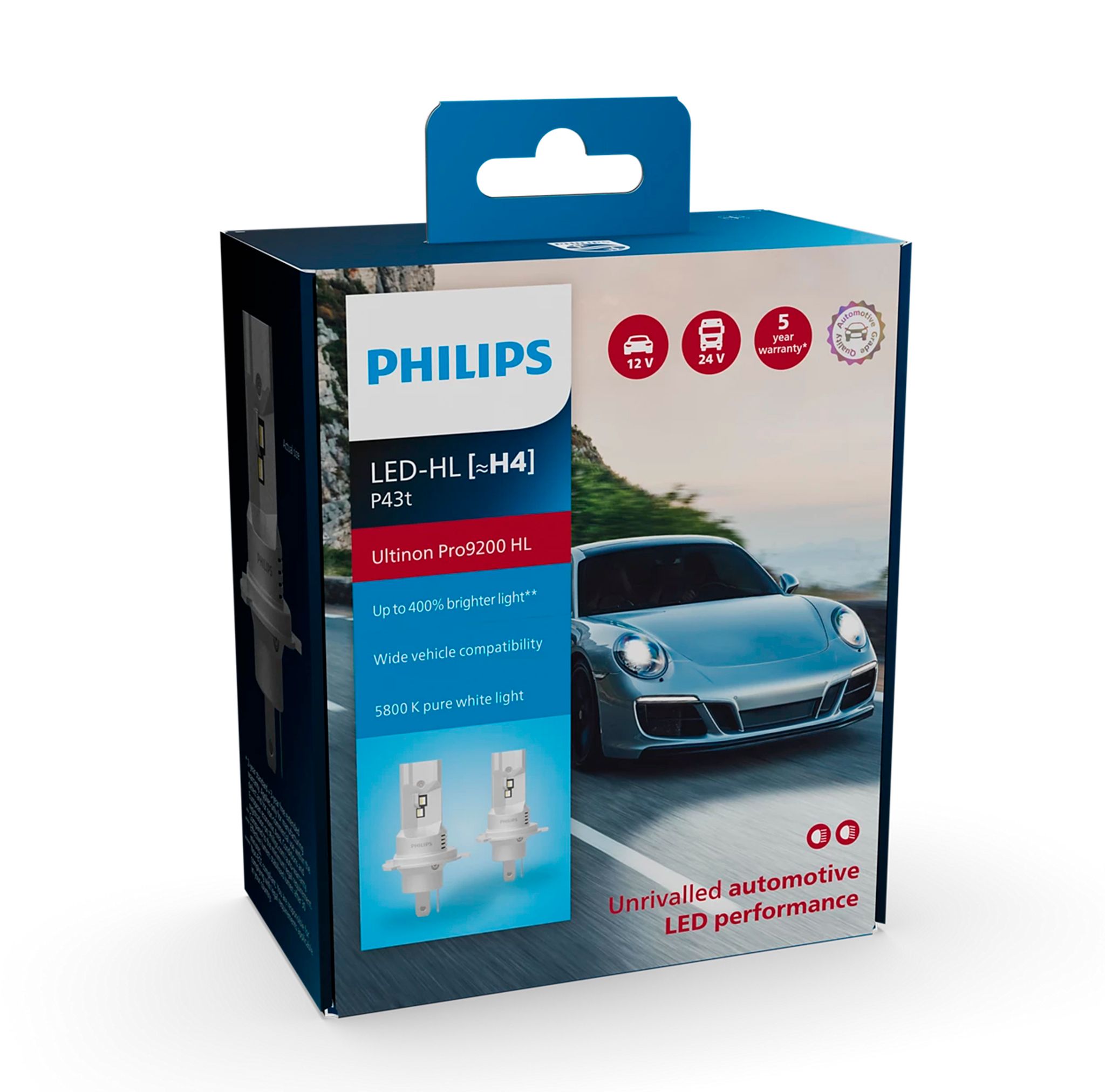 LED headlight bulbs Philips Ultinon Pro9200 HL +400%, 1650 lm, H4